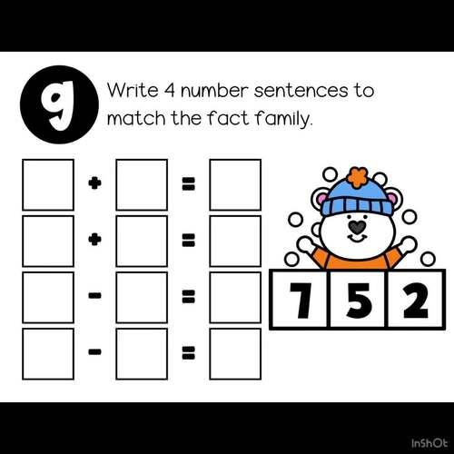 Addition and Subtraction Mixed Fact Families 6 through 10 Task Cards