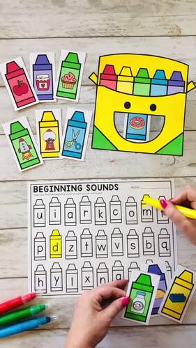 Beginning Sounds - Feed the Crayon Box - Back to School Beginning Sounds
