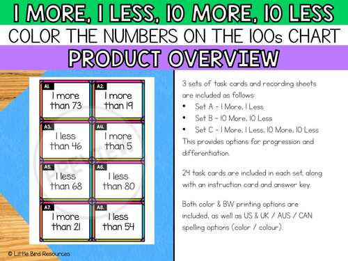 One More One Less Ten More Ten Less Hundreds Chart Worksheets Numbers 1 ...