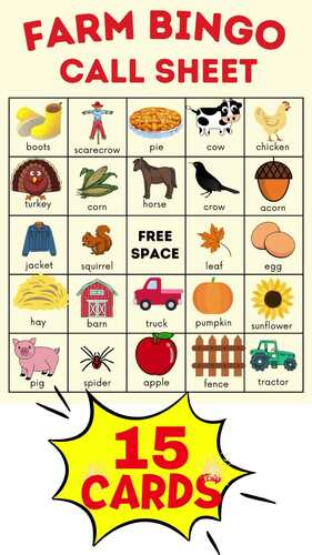 Farm BINGO Game! Holiday Party Games, Fun Family Activity | TPT