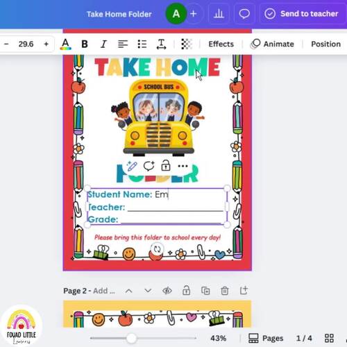 4 Bright Editable Take Home Folder Covers - Binder Covers - Back to School