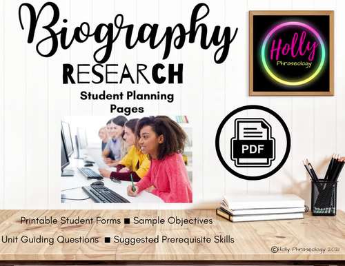 PBL: Biography Research - Student Planning Pages (PDF) by Holly Phraseology