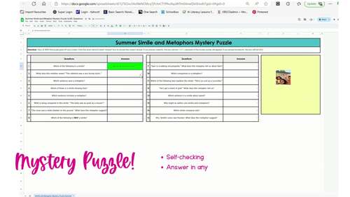 Simile & Metaphor Worksheets Grade 4-5 | Color by Number, Puzzle, This ...