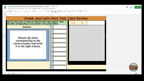 Greek and Latin Roots Task Cards Mystery Puzzle Self checking Digital ...