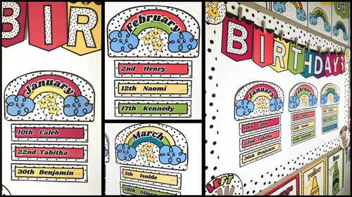 Classroom Birthday Display, Student Birthdays Board, Rainbow Classroom ...
