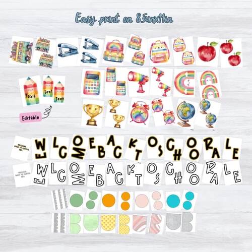 Back to School Bulletin Board Kit, Classroom Door Decor, Editable ...