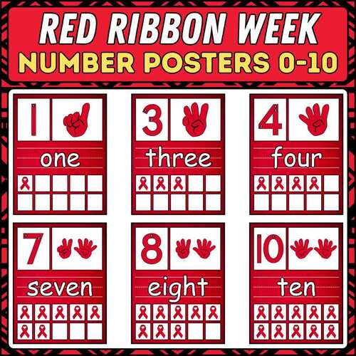 Ten Frame Number Formation Posters Red Ribbon Week Colorful Classroom ...