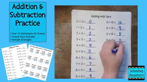 Addition and Subtraction Fluency Practice K-3 - Printable PDF ...