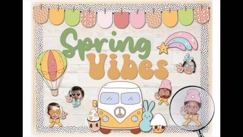 Retro Spring Bulletin Board & Door Decor, Editable + Photo Craft
