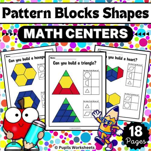 Shape Pattern Block Task Cards - Math Centers Activity for preschool and kinder