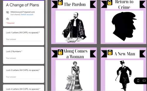 A Retrieved Reformation by O. Henry Escape Breakout Activity Digital