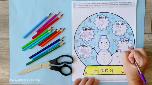 4th Grade Winter Snowman Snowglobe Math Craft January Multiplication ...