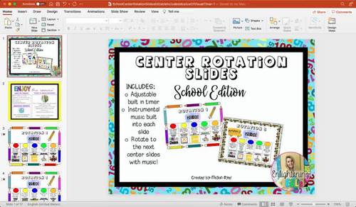 School Center Rotation Slides (Editable & Includes Music with Visual ...