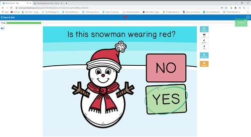 Snowman Color Yes or No Questions Boom Cards Distance Learning | TPT
