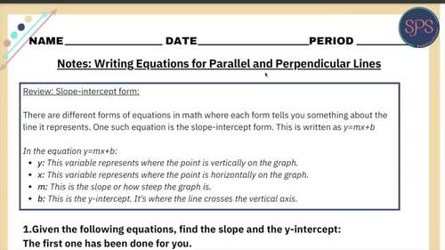 Video: Writing Equations for Parallel and Perpendicular Lines by ...