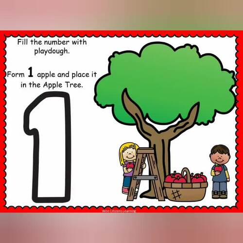 Apple Orchard Playdough Counting Cards by Miss Roz Preschool Days