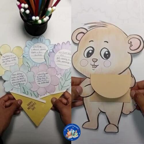 Mothers Day Craft | Flower Bouquet Card -Letter for Mom Writing template