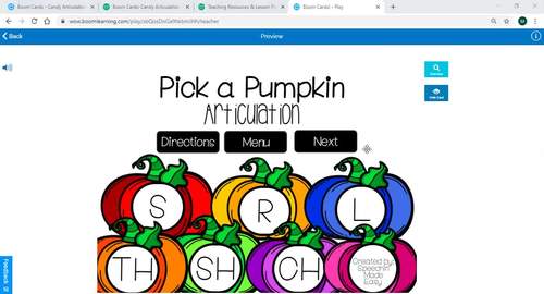 Pick a Pumpkin Articulation BOOM Cards for S, SH, R, L, TH and CH