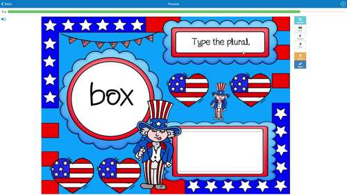 Patriotic Plural Nouns Flag Day 4th of July Boom Cards by The British Kitty