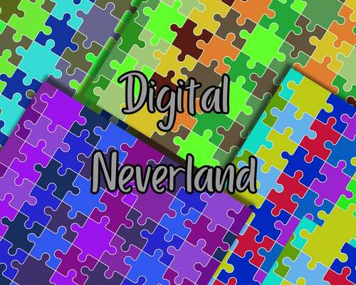Jigsaw Puzzle Pattern Digital Paper Pack #2, Puzzle Pattern Backgrounds
