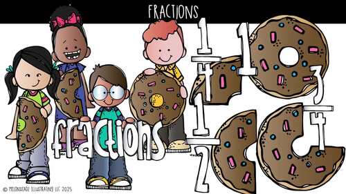 Fractions clip art, Math clip art, Donut clip art COLORED Version