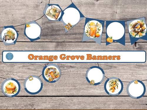 Orange Grove Banners in Bunting, Circle and Hexagon by DeMolls Divine ...