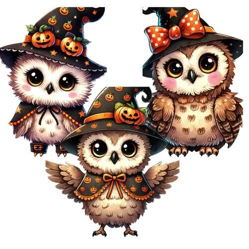 12 Halloween Cute Owl Clipart PNG Set by V Design Art Shop | TPT