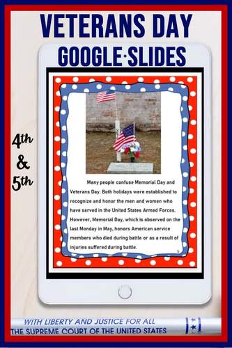 Digital Veterans Day Literacy Activities for Google Slides™ - Grades 3 - 5