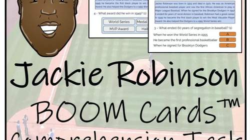 Jackie Robinson BOOM Cards™ Comprehension Activity 3rd Grade & 4th Grade