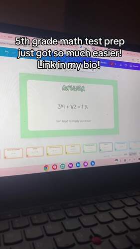 5th Grade Fractions Review Slides SOL Aligned Math Test Prep | Fraction ...