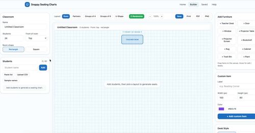 Seating Chart Editable Template Generator Classroom Arrangement ...