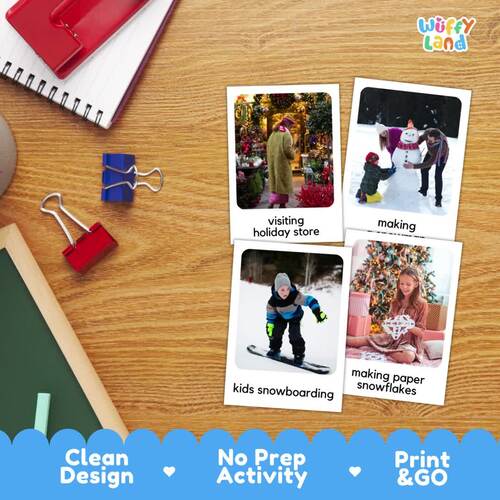 Winter Activities Flashcards – No Prep Winter Vocabulary Cards for ...