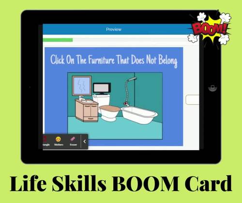Life Skills Task Cards for Special Education BOOM Cards Furniture to ...