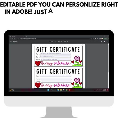 Customizable Gift Certificates | Valentine's Day Theme by Thriving ...