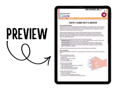 Culinary Safety & Sanitation | Reading Passage | Culinary Arts | FCS