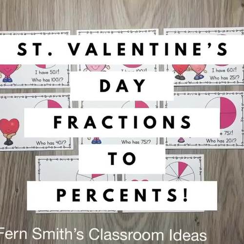 Fractions to Percents I Have Who Has Card Game by Fern Smith's ...
