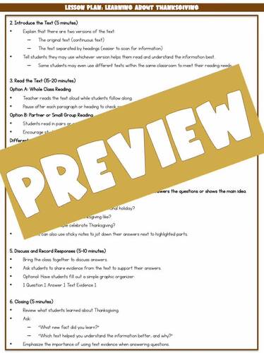 All About Thanksgiving - A CCSS Nonfiction Holiday Set for Elementary ...