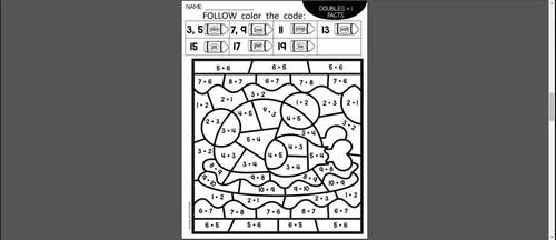 Thanksgiving Addition Facts Color by Number - November Math Worksheets ...