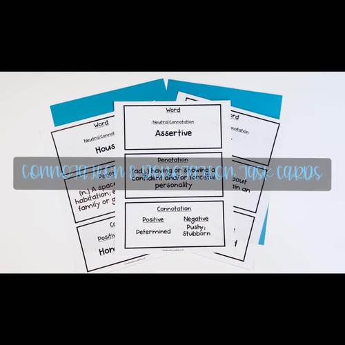Connotation & Denotation Task Card Game | Card Sort Game | TPT