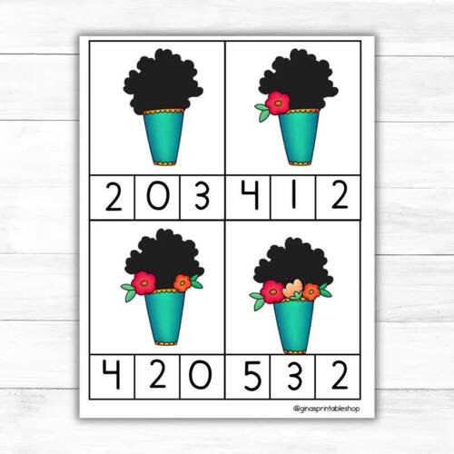 Mothers Day Flower Counting Clip Cards Activity by GinasPrintableShop