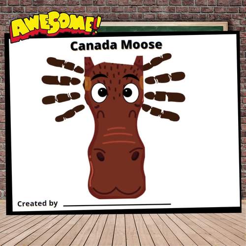 Canada Craft Activity Hand Print Moose Face Art Resource Canada Day