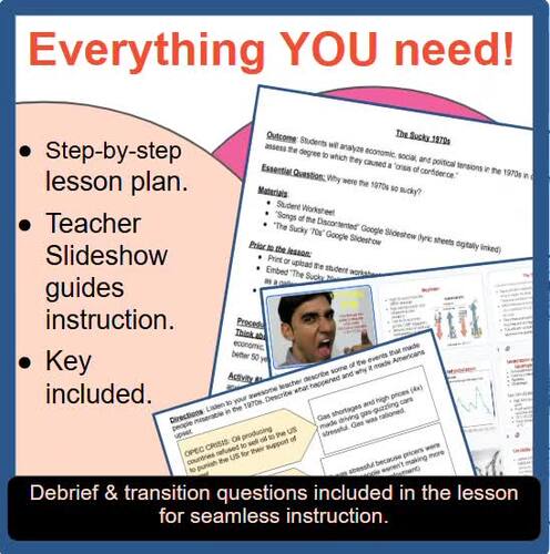 1970s Malaise: US History Lesson: Analyzing Songs of Discontent | TPT