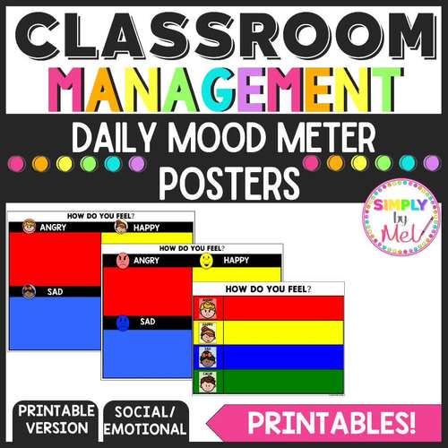 Mood Meter Daily Check In l Classroom Management l SEL l Printable