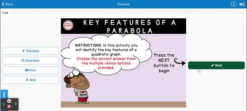 Key Features Of Quadratic Graphs Matching Algebra 1 Activity Boom Cards ...