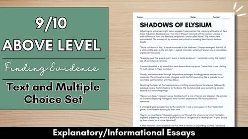 9th 10th Grade Reading Literature Question Set- Evidence Comprehension | AL