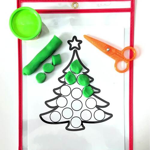 Christmas Dot Printable Toddler Winter Play Doh Mat Preschool Fine ...