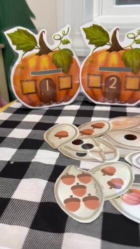 Matching Numbers to Quantities Pumpkin House Game - Fall Hands-on Math Game