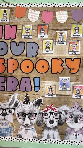 Halloween Bulletin Board - Hipster Animal - Zoo Classroom Decor | TPT