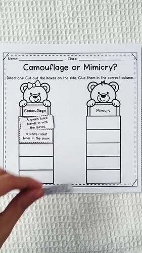 Camouflage or Mimicry? Cut and Paste Sorting Activity – Fun Science ...