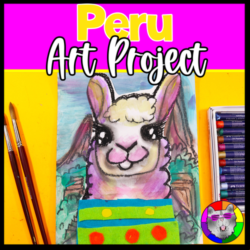 Llama on Machu Picchu Landscape Art Project for Elementary Students